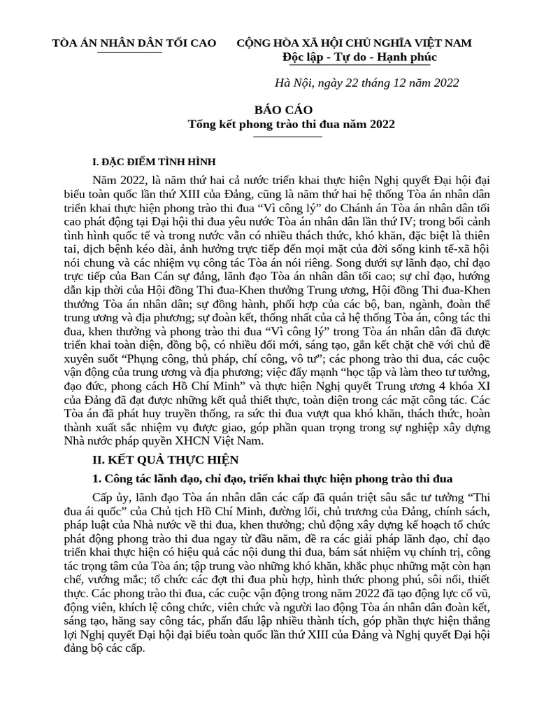Bao Cao Tong Ket Cong Tac Thi Dua 2022 1671594408927 | PDF