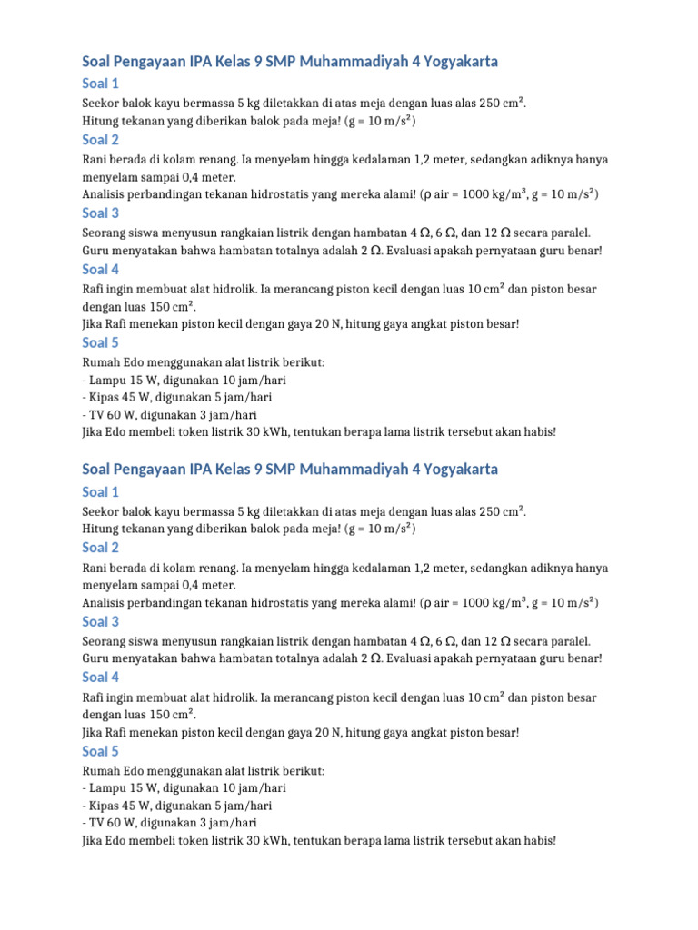 Soal Pengayaan IPA Kelas 9 | PDF