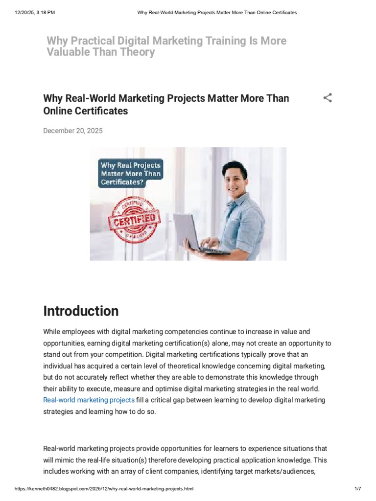 Why Real-World Marketing Projects Matter More Than Online Certificates ...