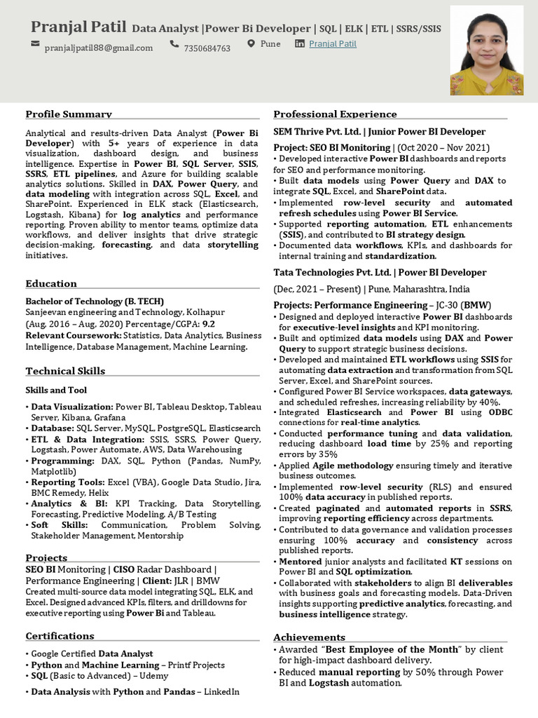 Pranjal Patil Data Analyst Bi | PDF | Analytics | Databases