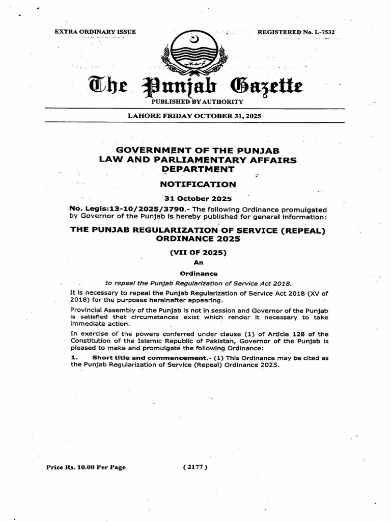 Repeal of Regularization of Act 2018 in 2025 | PDF