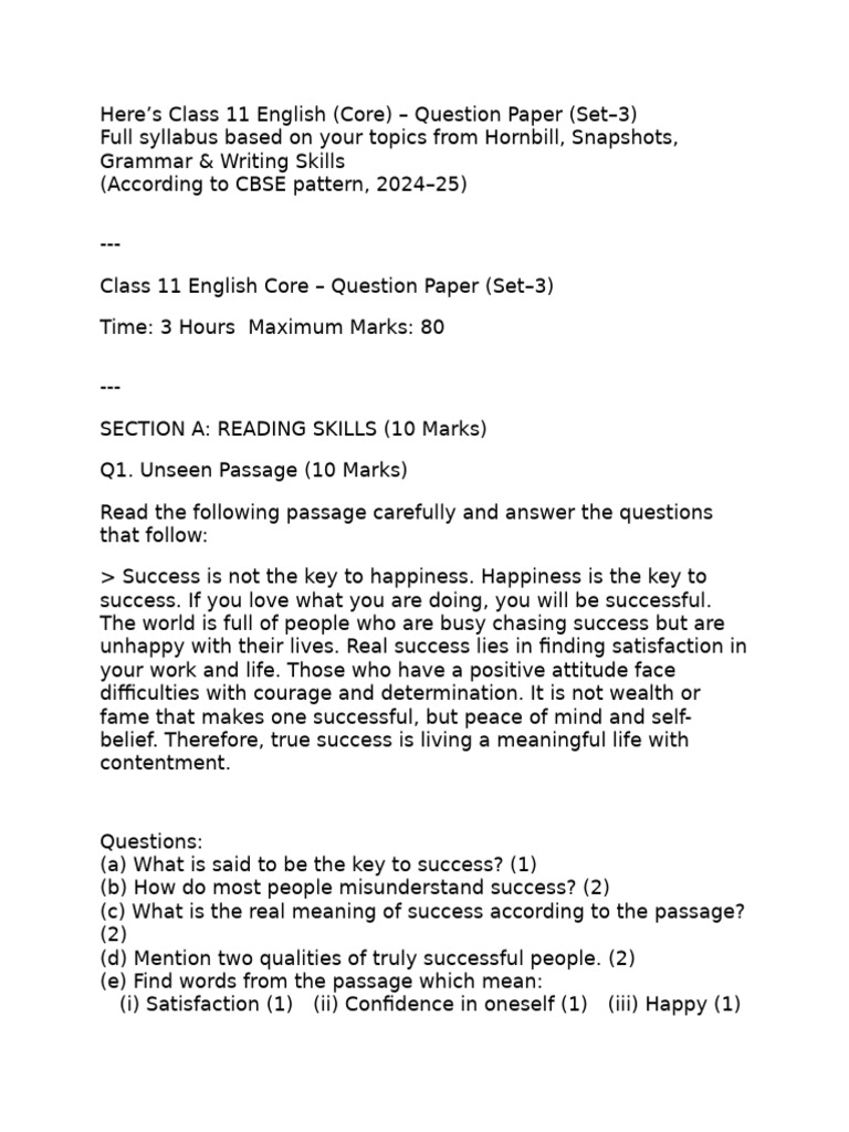 Here's Class 11 English (Core) | PDF