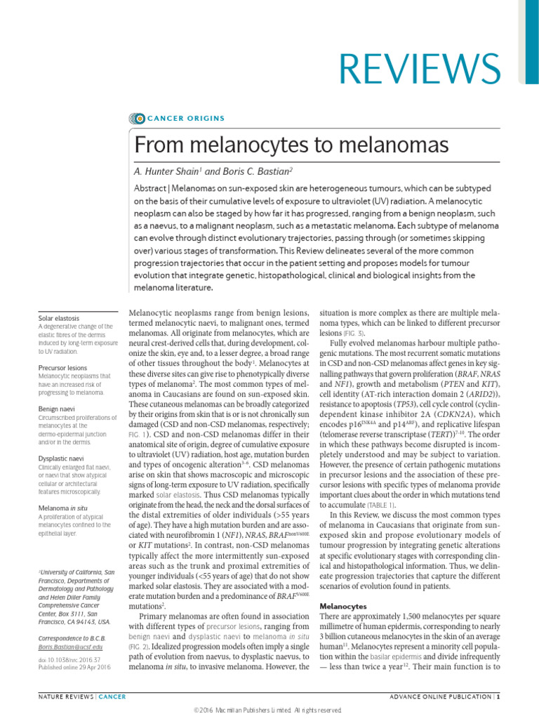 Melanoma Progression and Genetic Insights | PDF | Melanoma | Neoplasms