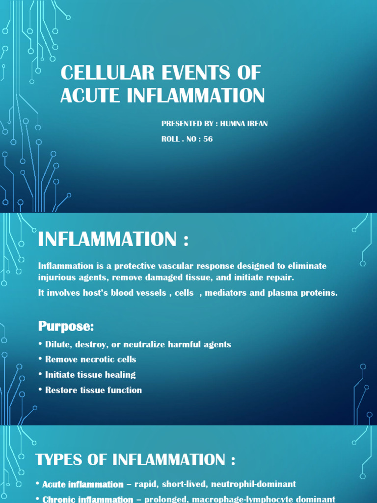 Cellular Events of Acute Inflammation | PDF | Inflammation | Medical ...
