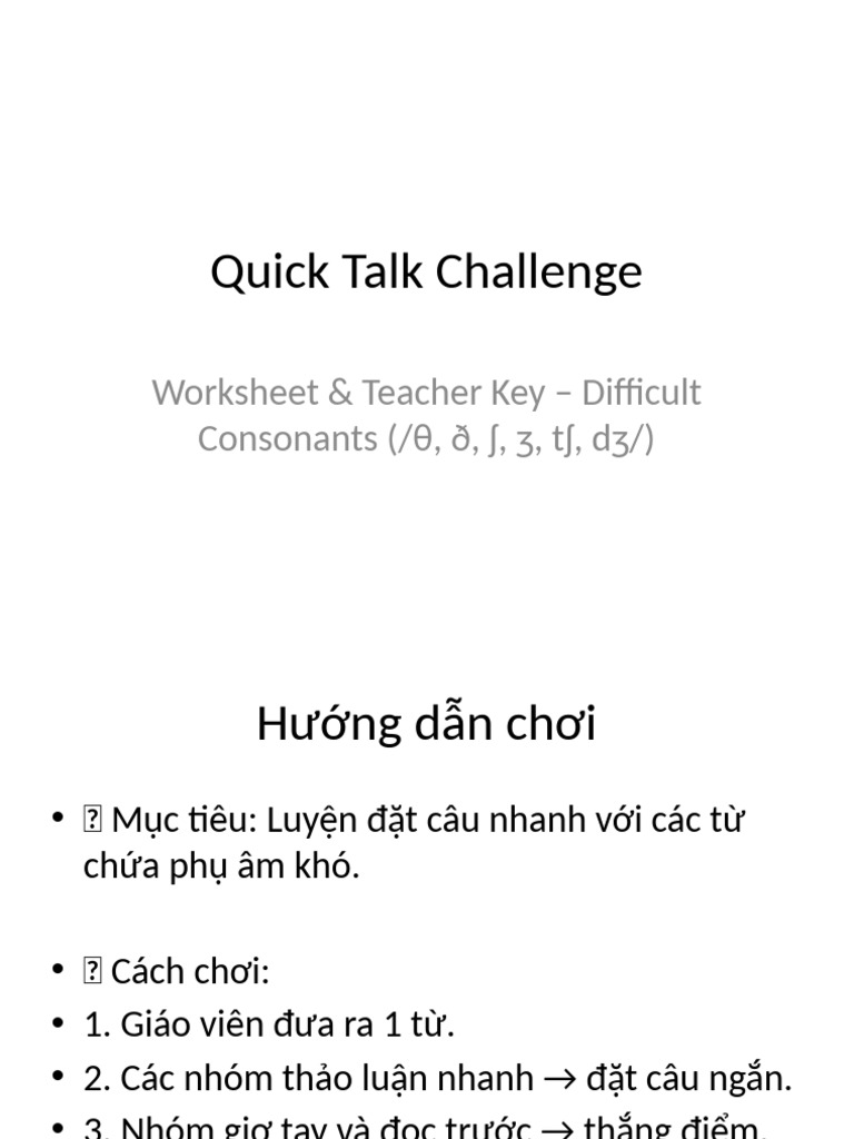 Quick Talk Challenge | PDF