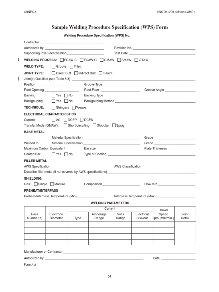 Wps Form Sample | PDF | Welding | Construction