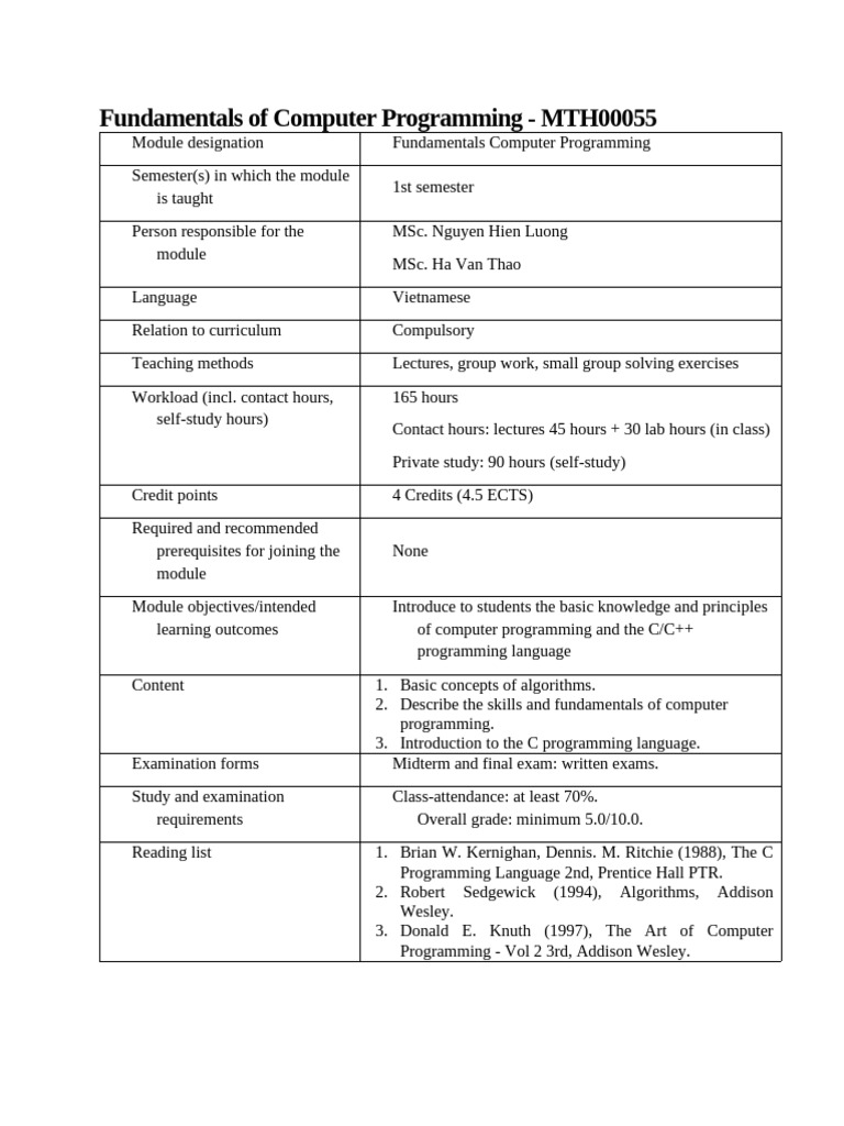 Fundamentals of Computer Programming | PDF