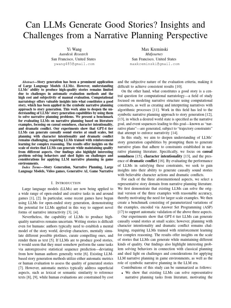 Can Llm Generate Good Story | PDF | Narrative | Cognitive Science