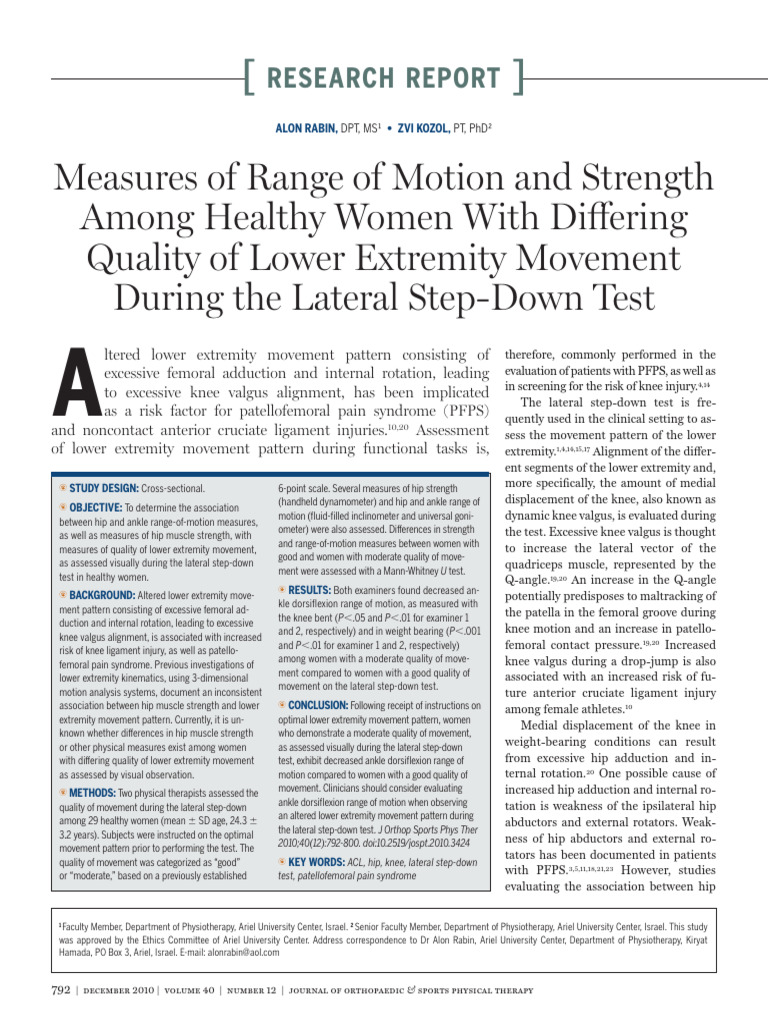 Rabin Kozol 2010 Measures of Range of Motion and Strength Among Healthy ...