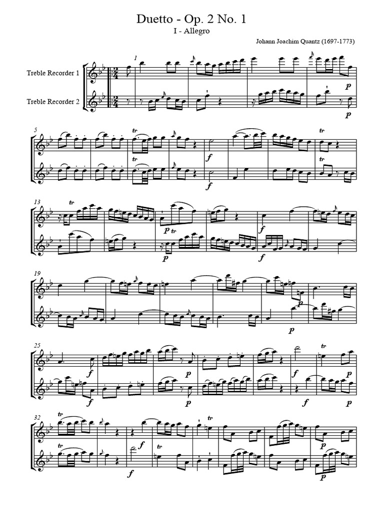 6 Duets for 2 Flutes, QV 3-2 (Quantz, Johann Joachim) | PDF
