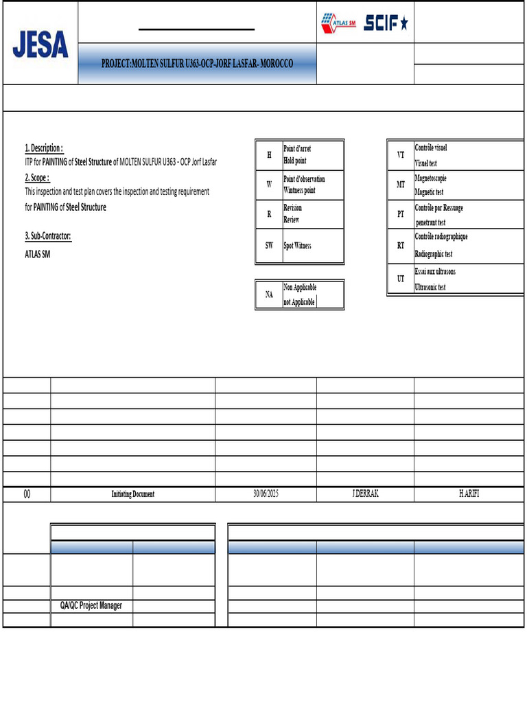 ITP for Steel Structure Painting | PDF | Calibration