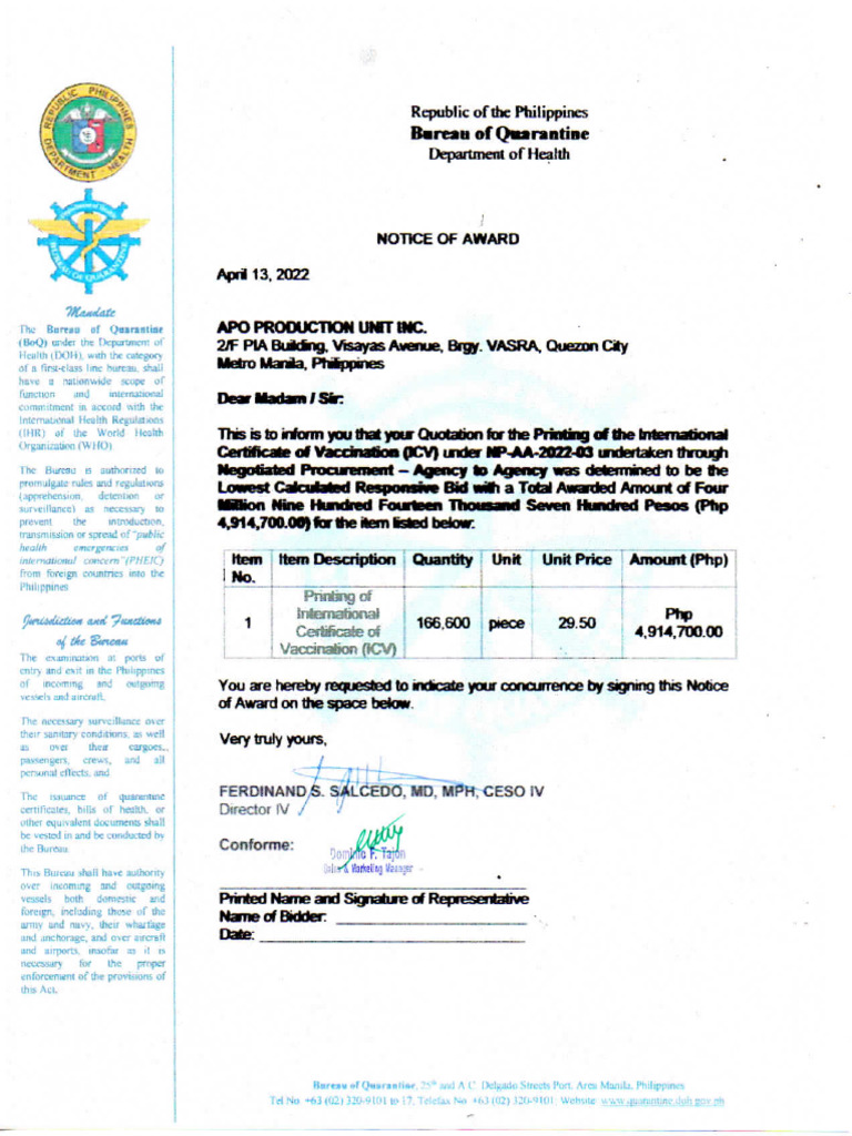 Boq Signed Noa | PDF