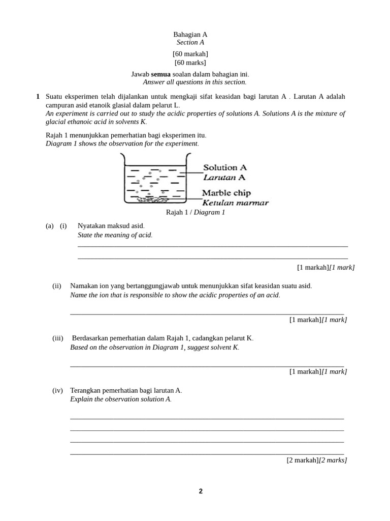 Kimia K2 Set 1 Trial 2025 & Skema (2) | PDF