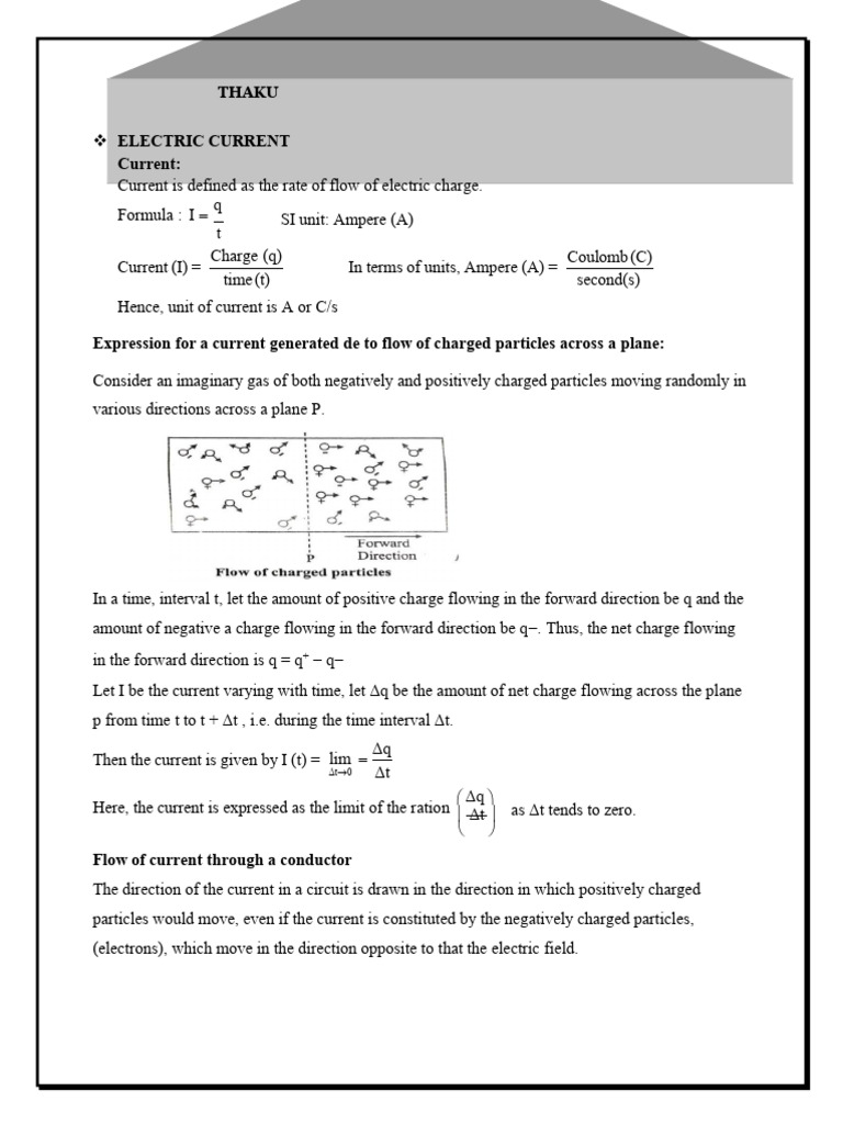 Electric Current Through Conductors Notes | PDF | Electrical ...