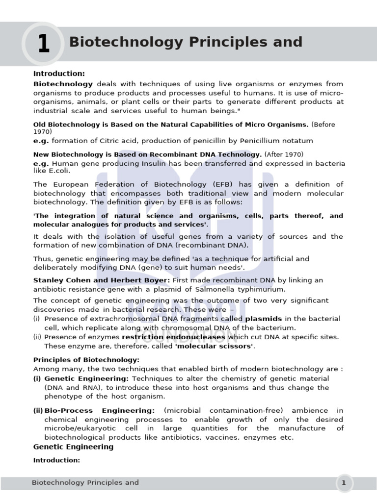 BIOLOGY_Z6_Biotechnology Principles and Processes | PDF | Restriction ...