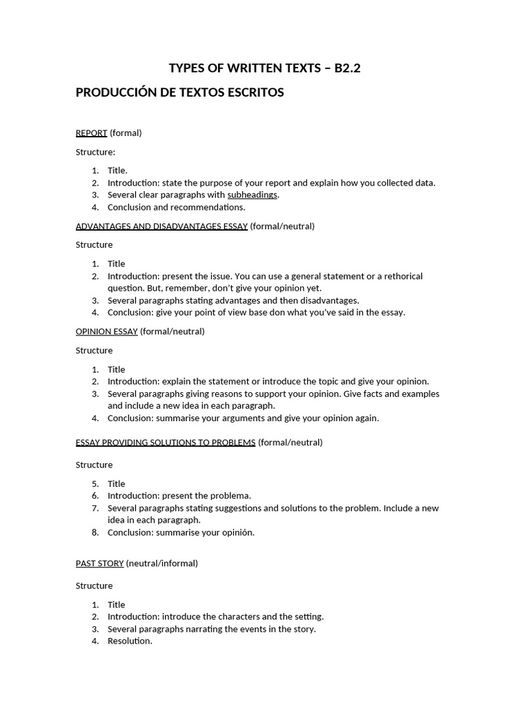 Types of Written Texts | PDF | Essays | Opinion