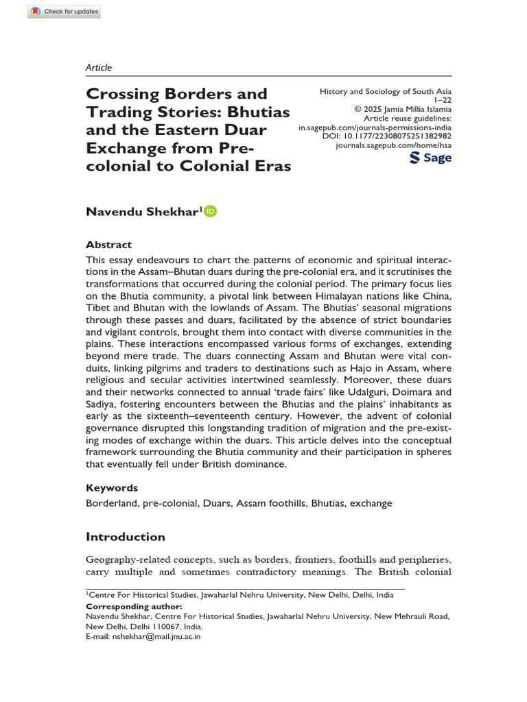Shekhar 2025 Crossing Borders and Trading Stories Bhutias and The ...