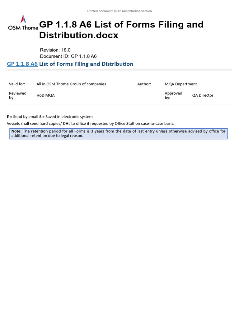 GP 1.1.8 A6 List of Forms | PDF | Shipping
