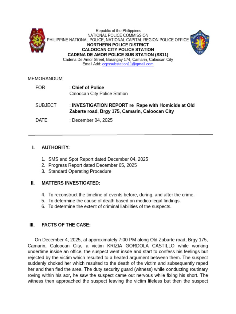 U. Investigation Final Report | PDF | Police | Crime Scene