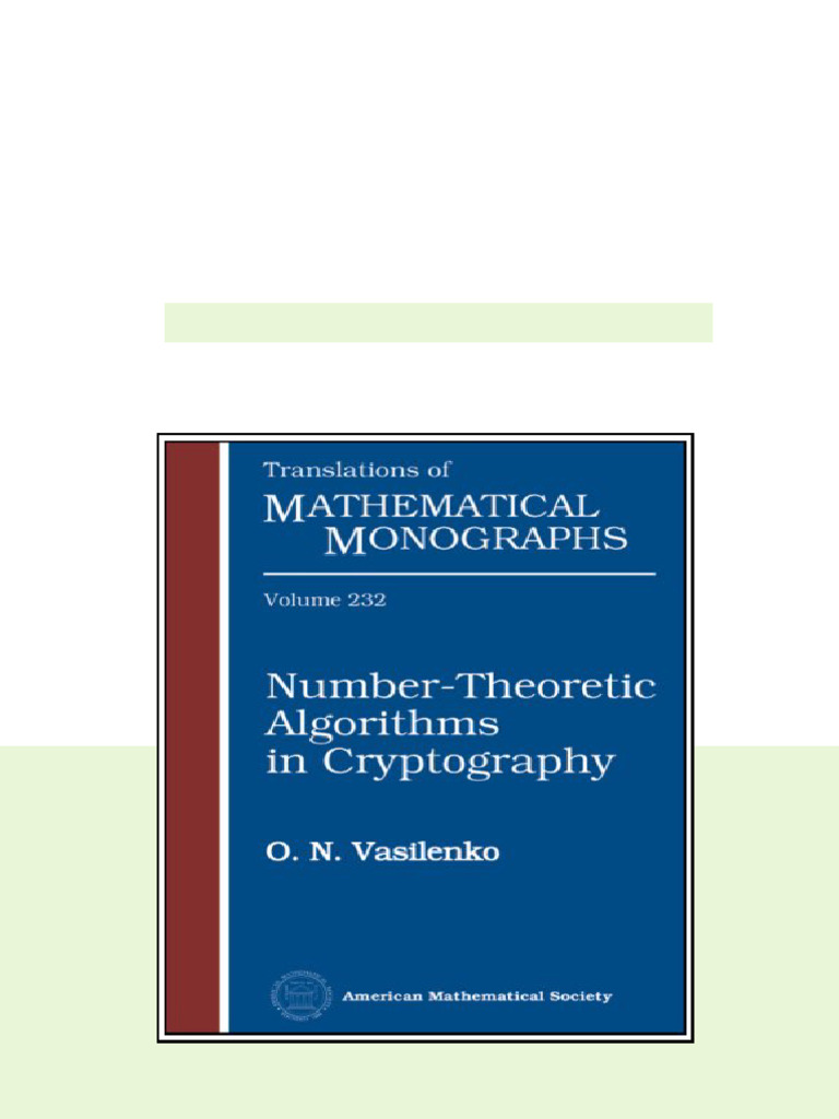 Numbertheoretic Algorithms In Cryptography O N Vasilenko full | PDF ...