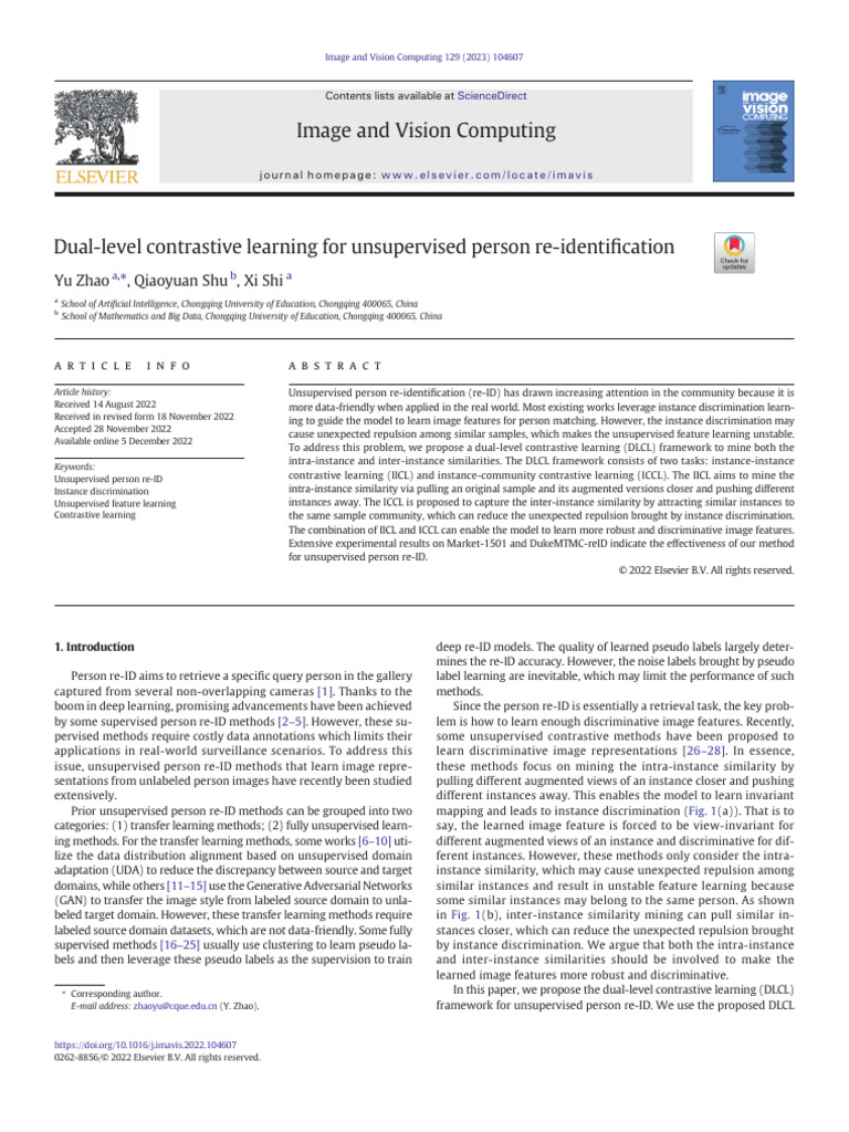 Dual-level Contrastive Learning for Unsupervised | PDF | Learning ...