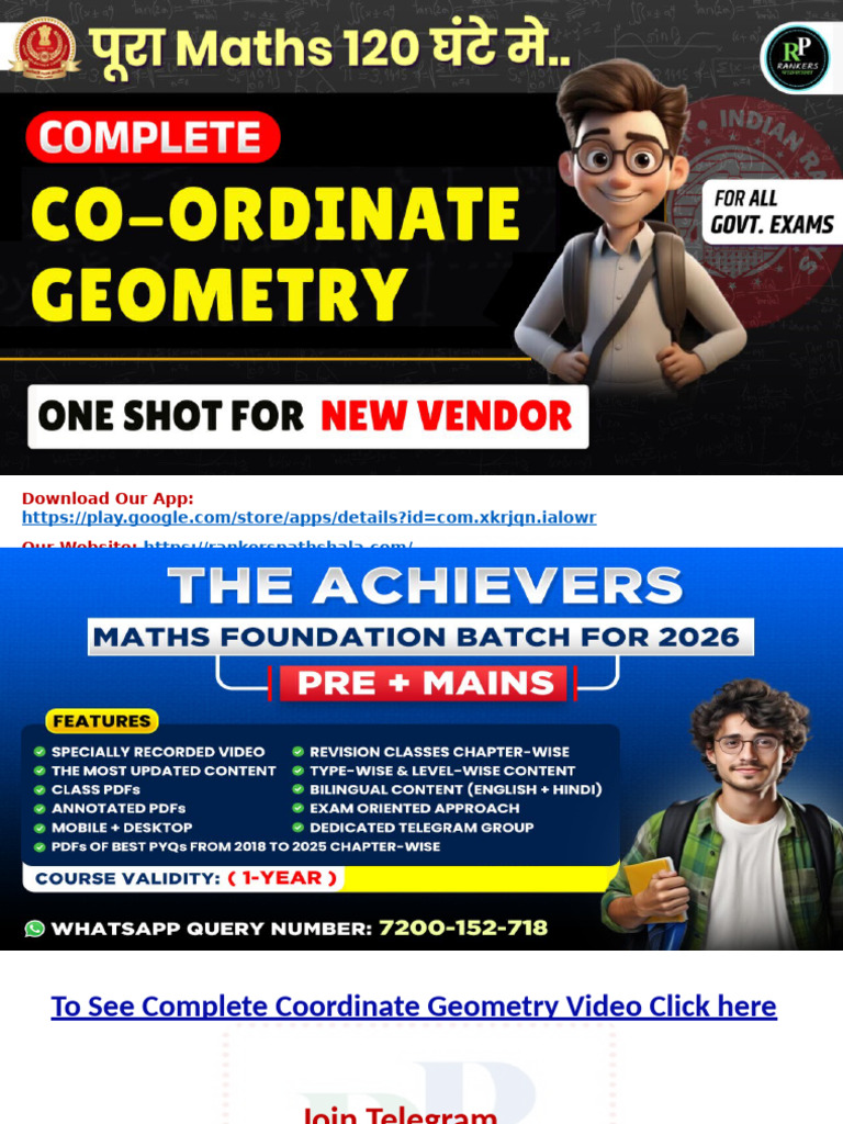 Coordinate Geometry Concepts for Exams | PDF | Line (Geometry) | Triangle