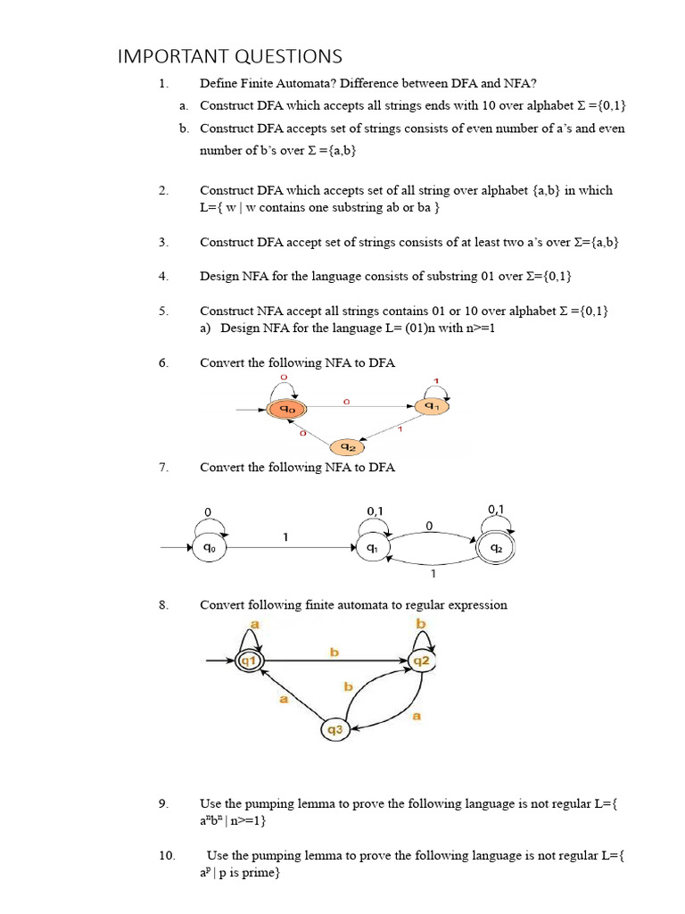Finite Automata and Parsing Techniques Guide | PDF | Regular Expression ...
