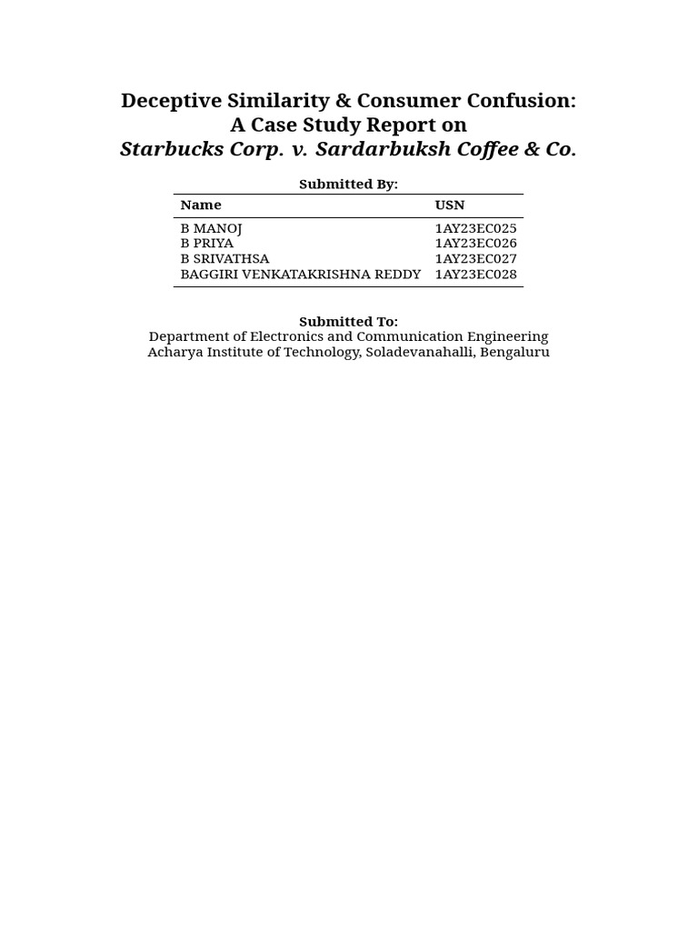 Starbucks vs. Sardarbuksh: Trademark Case Study | PDF | Trademark | Brand