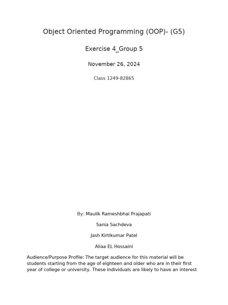 Exercise 4_Group 5 | PDF | Object Oriented Programming | Inheritance (Object Oriented Programming)