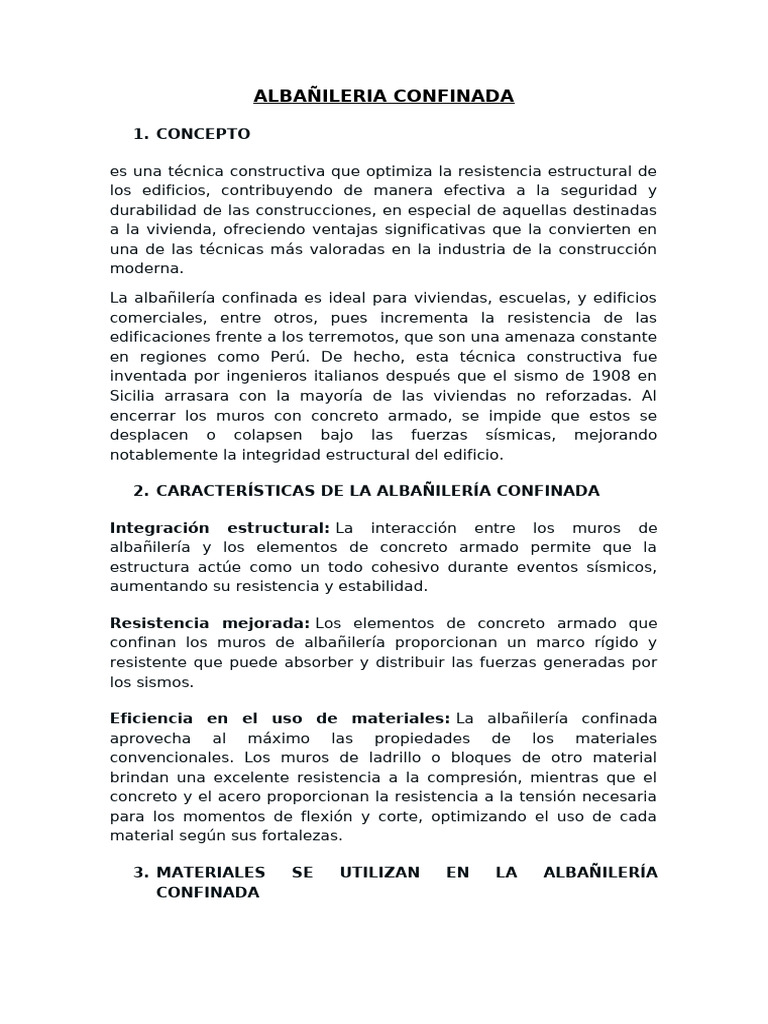 Ventajas de la Albañilería Confinada | PDF | Albañilería | Hormigón