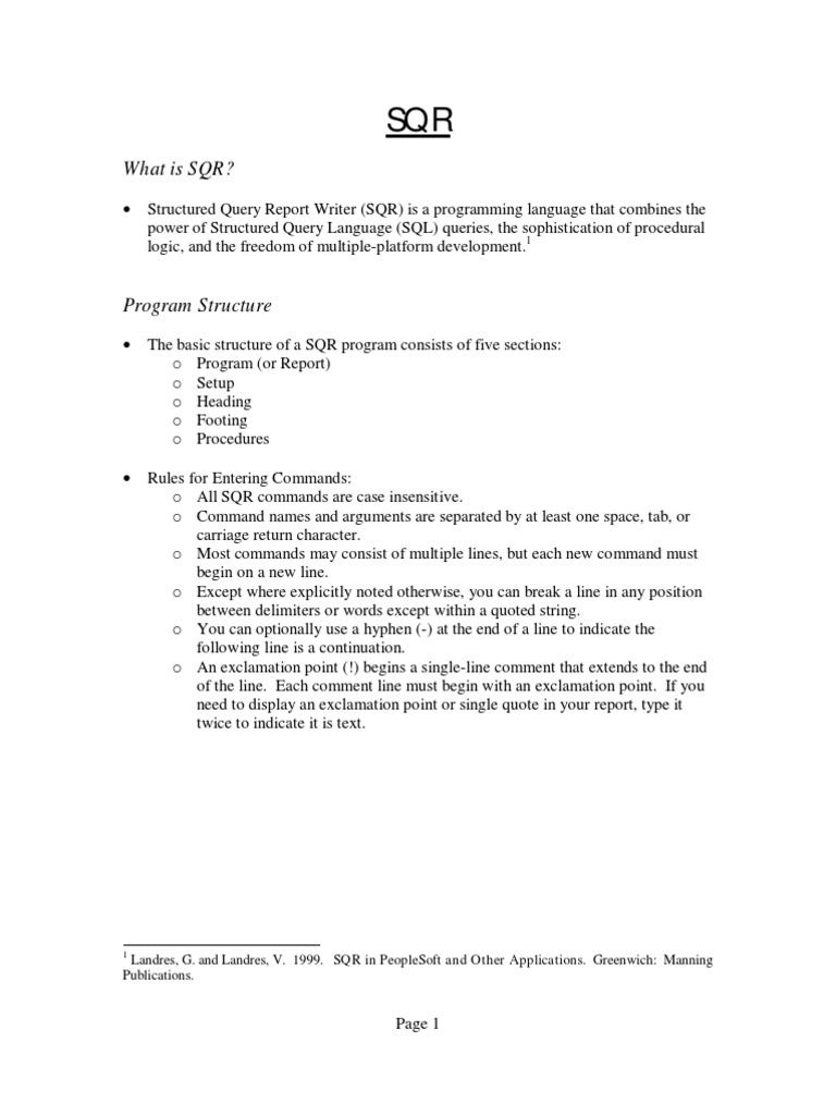 SQR Manual | PDF | Control Flow | Boolean Data Type