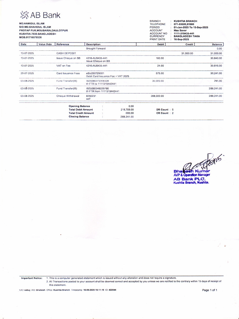Bank Statment | PDF