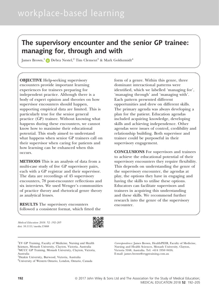 Enhancing Learning in GP Supervision | PDF | Medical Education | Learning