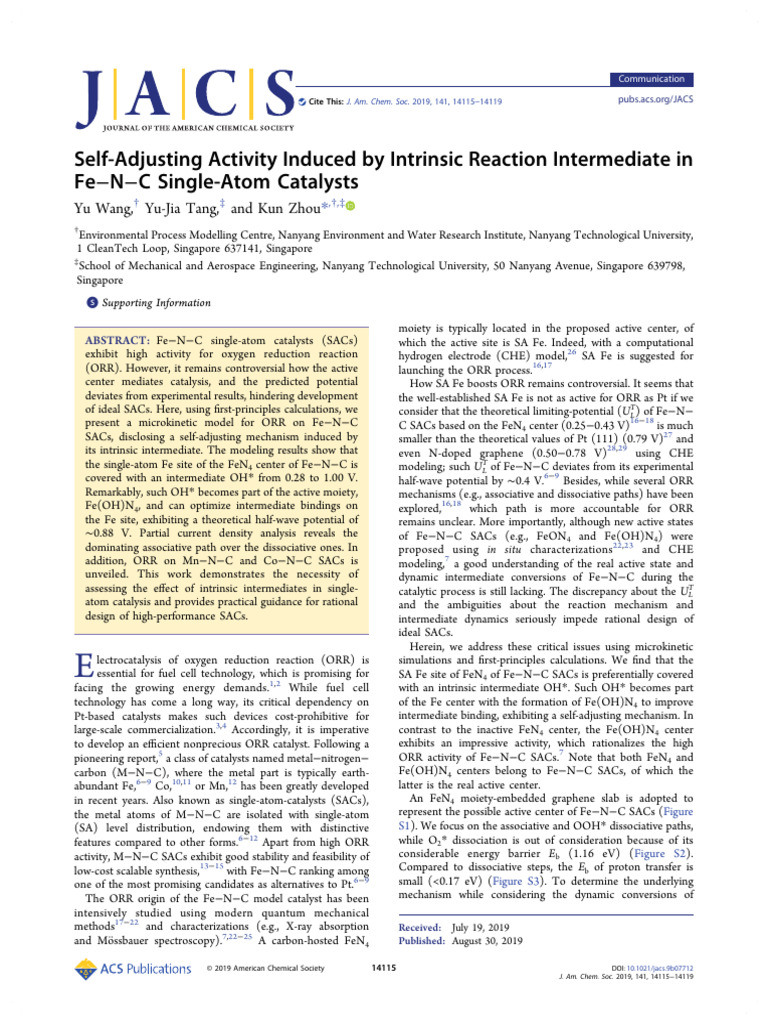 Self Adjusting Activity Induced by Intrinsic Reaction Intermediate in ...