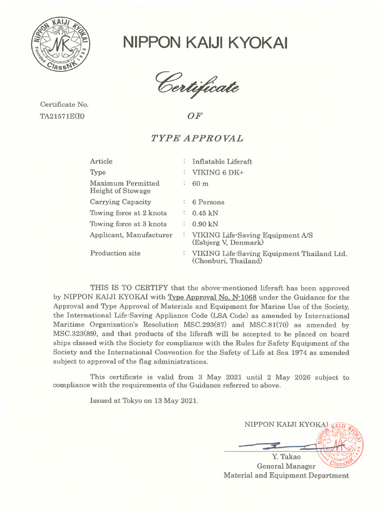 CERT L006D000 NK-Class-Certificate 02-05-2026 | PDF