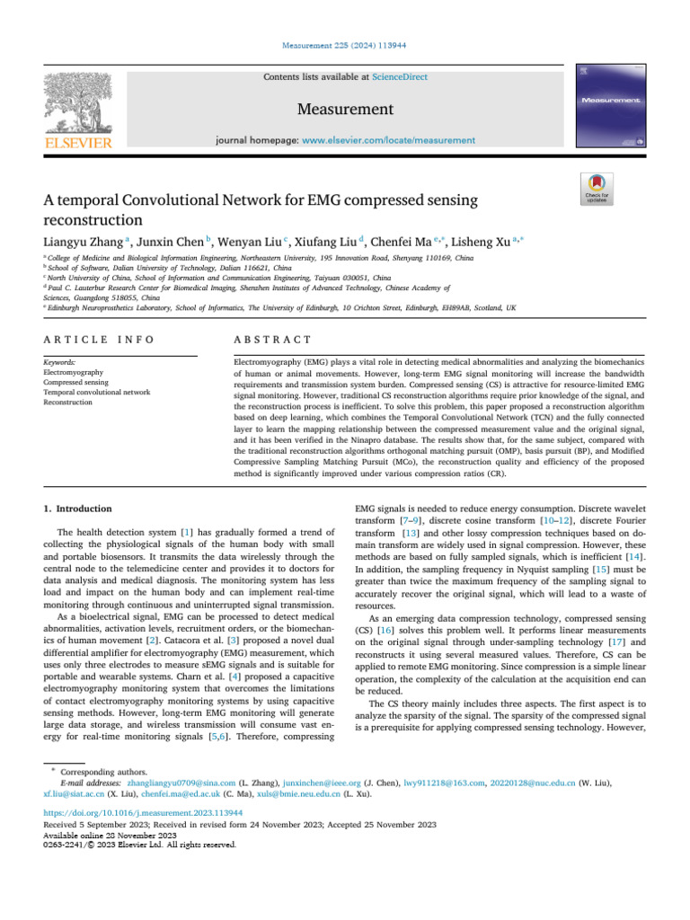 A Temporal Convolutional Network For EMG Compressed Sensing ...