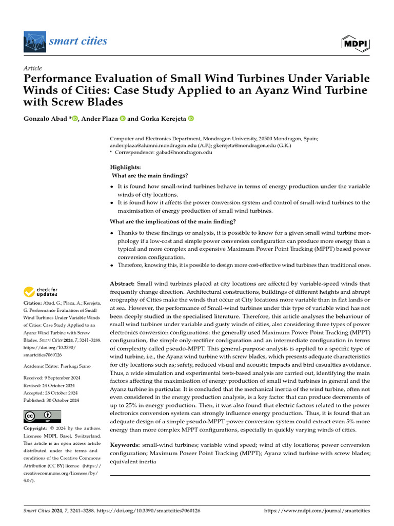 Performance Evaluation of Small Wind Turbines Under Variable Winds of ...