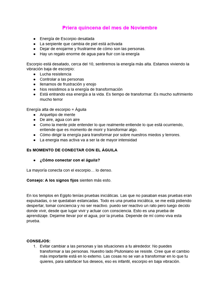 Priera Quincena Del Mes de Noviembre 2025 | PDF