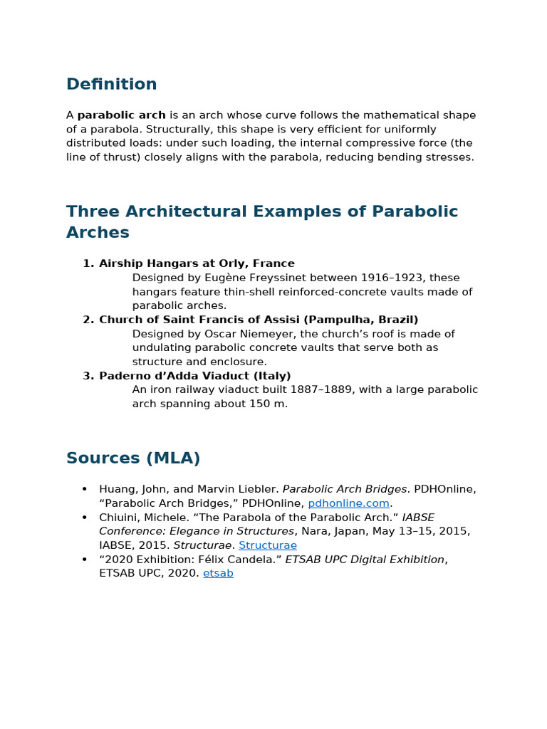 Parabolic Arch: Definition & Examples | PDF