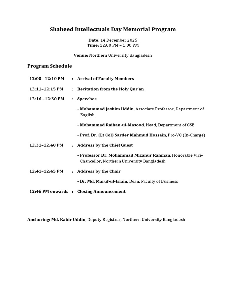 Victory Day Celebration Program | PDF | Bangladesh