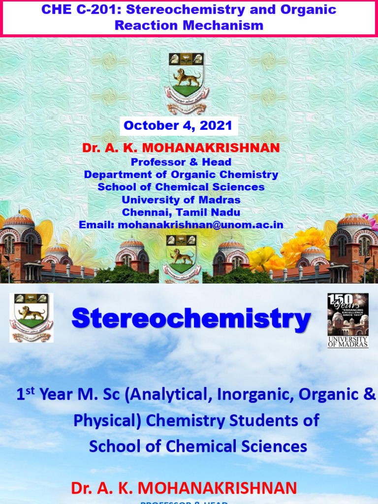 Prof. AKM L1 CHEC 201 Stereochemistry Presentation | PDF | Chirality ...
