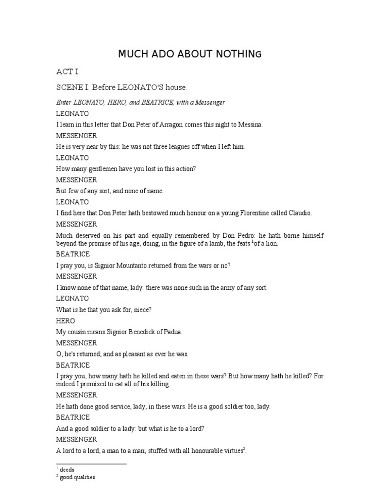 Much Ado About Nothing Text Edited | PDF | Much Ado About Nothing ...