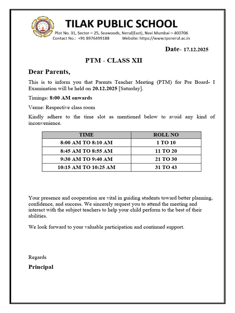 Preboard PTM Circular XII | PDF