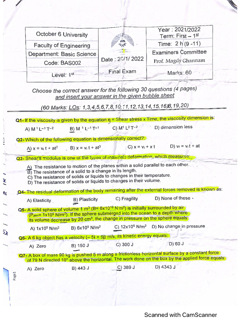 Final Exam 2021-2022 | PDF
