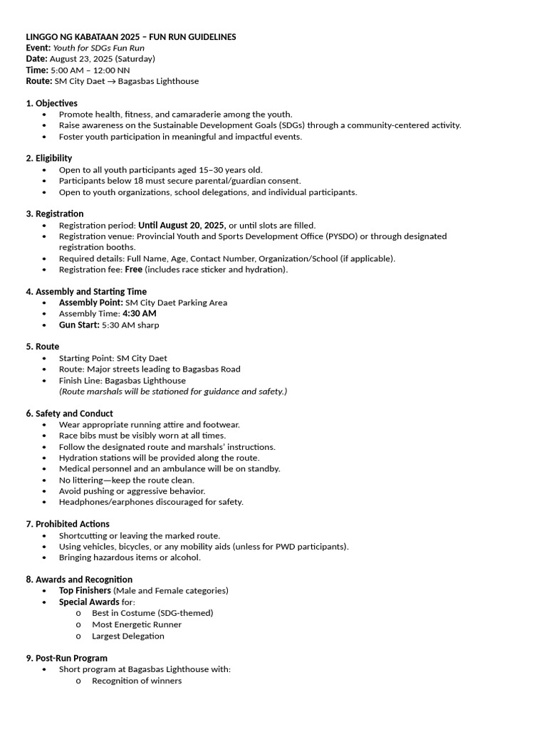 Fun Run Guidelines | PDF