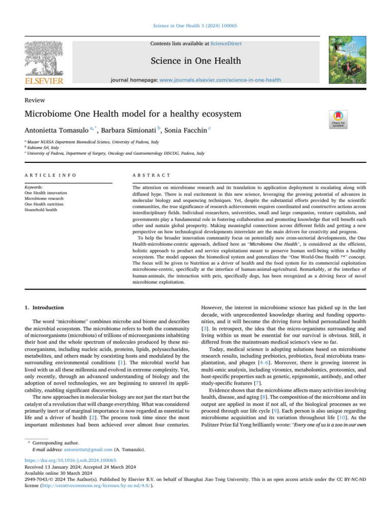 Microbiome One Health Model For A Healthy Ecosystem | PDF ...