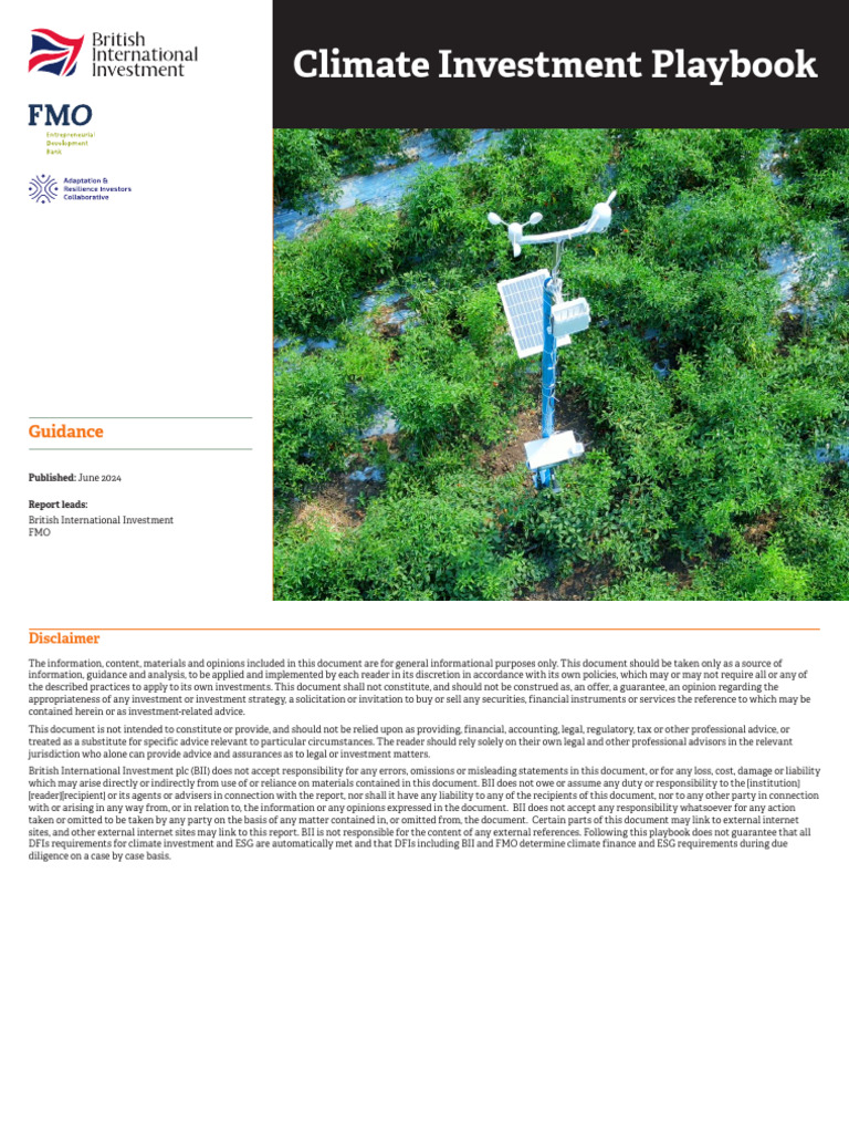 Climate Investment Playbook Guide | PDF | Climate Change Mitigation ...