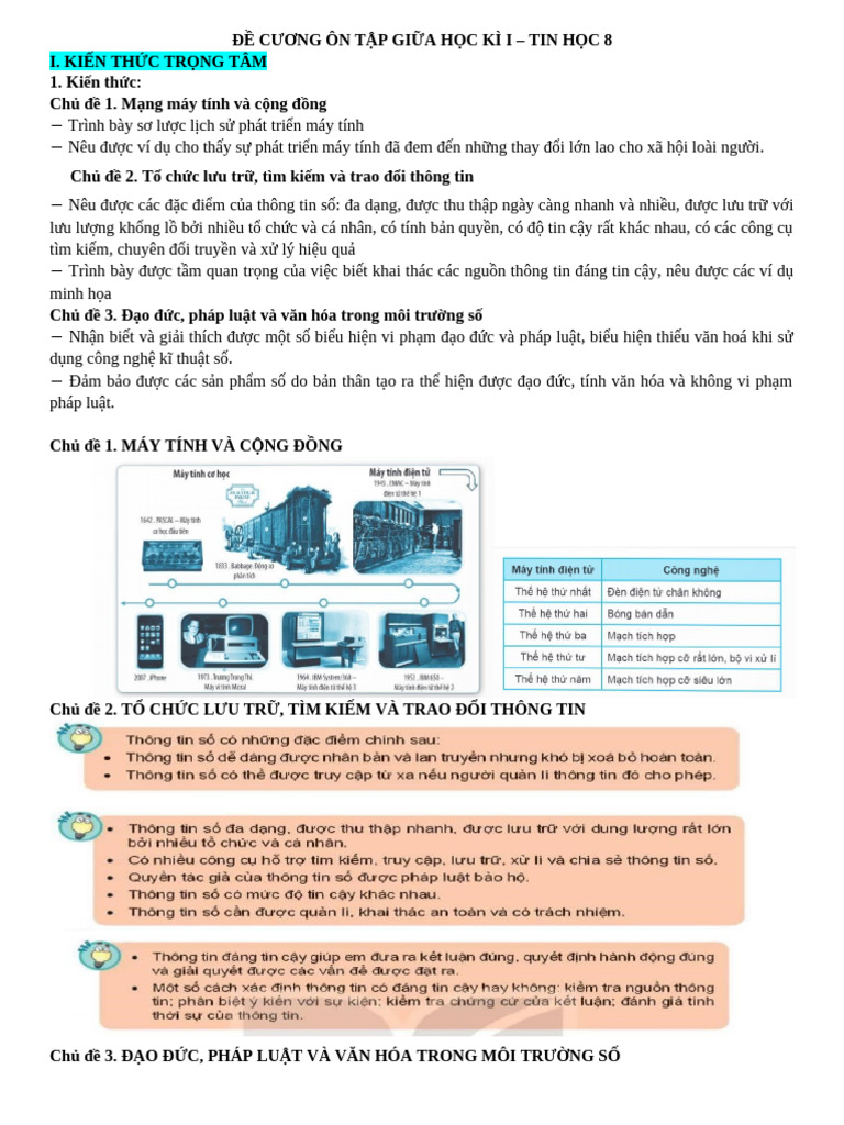 De Cuong On Tap Giua HK1 Tin 8 | PDF