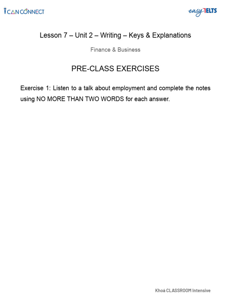 Intensive Lesson 7 Unit 2 Writing LMS Key | PDF | Salary | Doctor Of ...