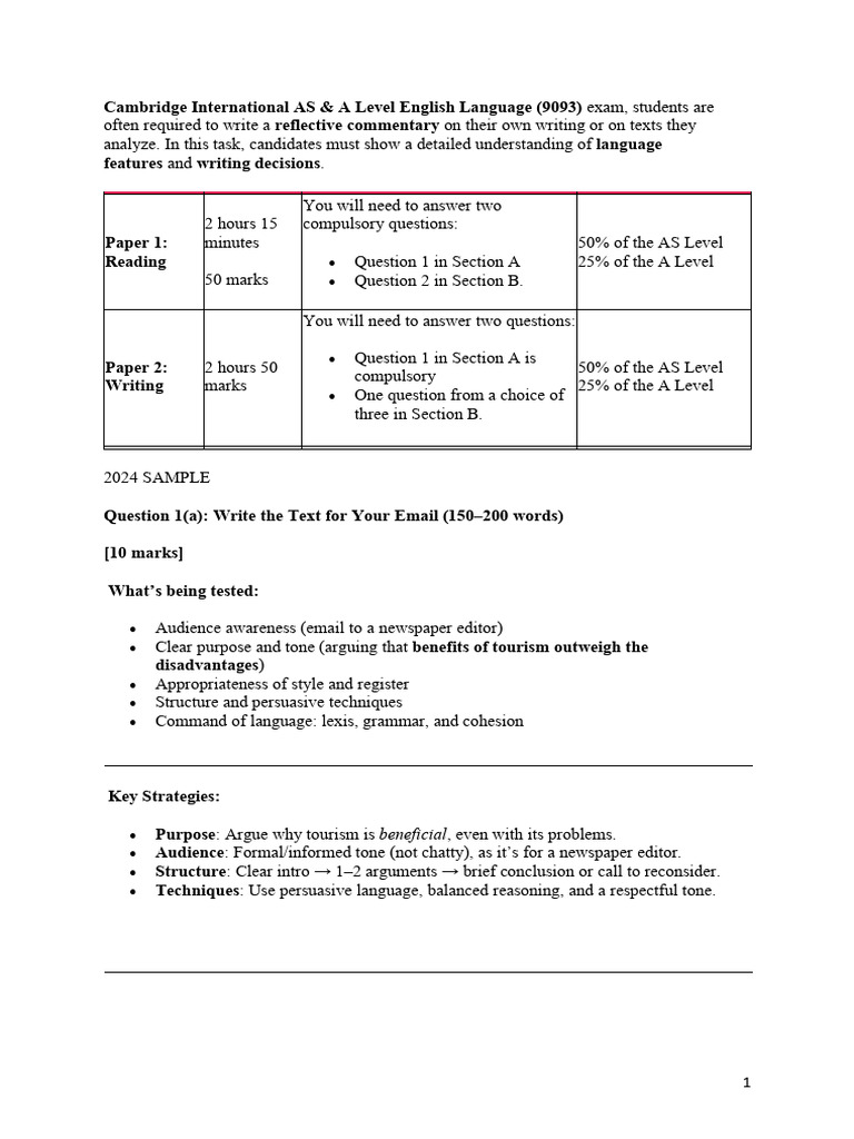 AS & A Level English Language Exam Guide | PDF | Semantics | Question